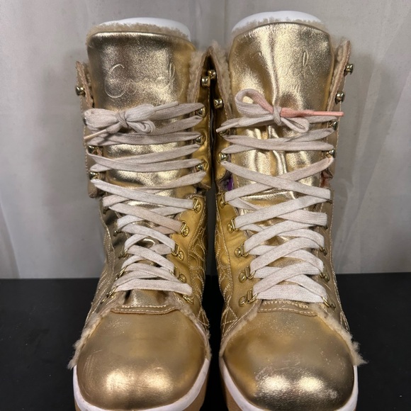 Coach | Shoes | Coach Gold Womens Hightop Sneakers | Poshmark